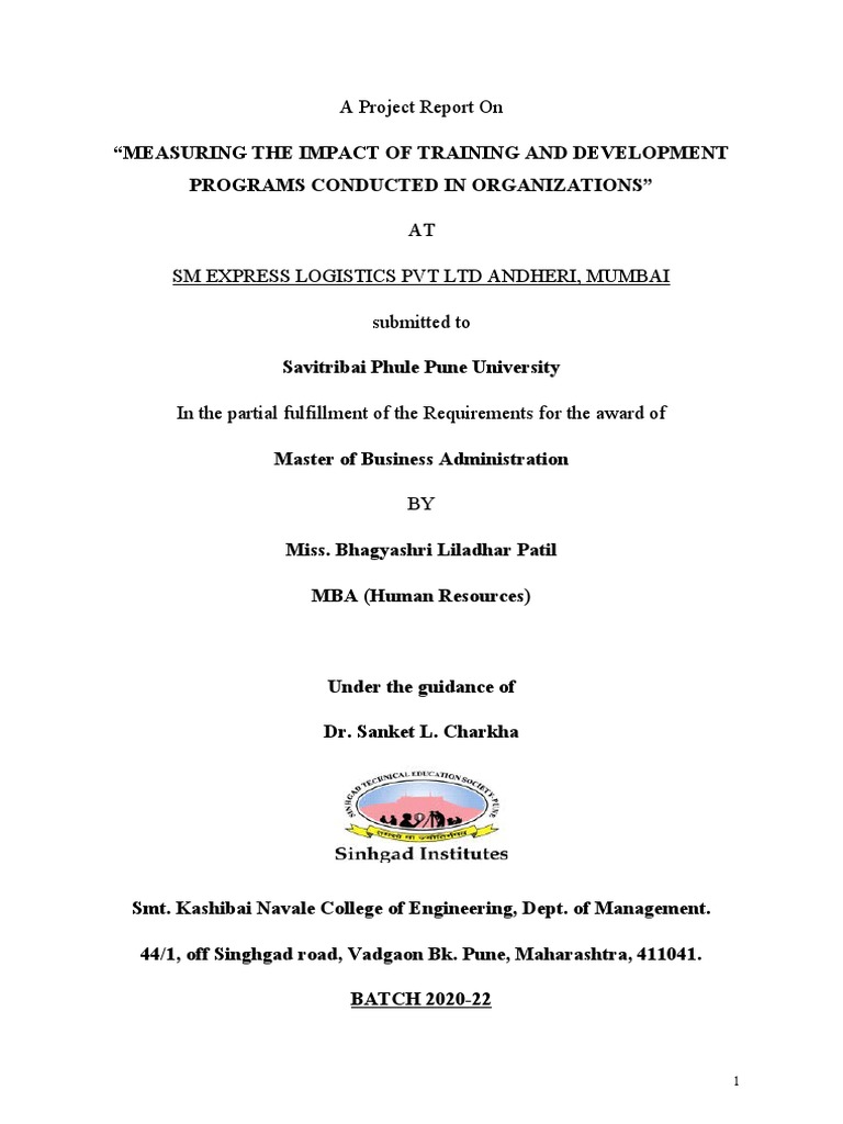 Miss Bhagyashri Patil SIP Report | PDF | Employment | Data