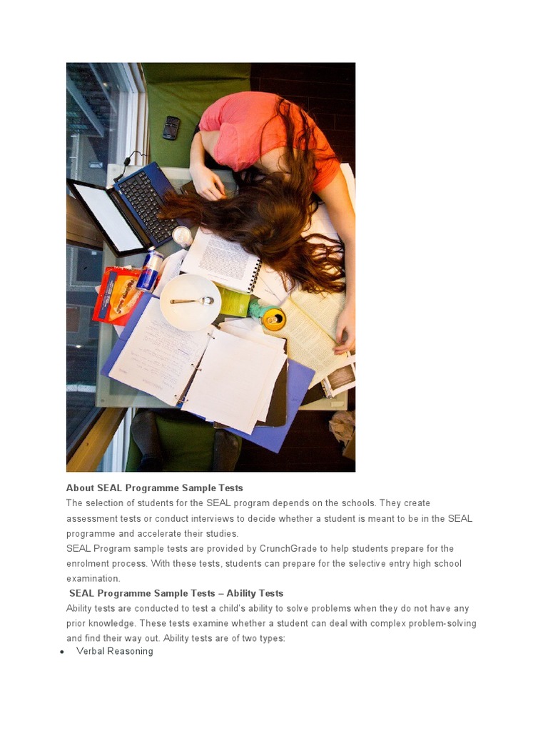 SEAL Program Sample Test Overview | PDF | Reading Comprehension | Reason