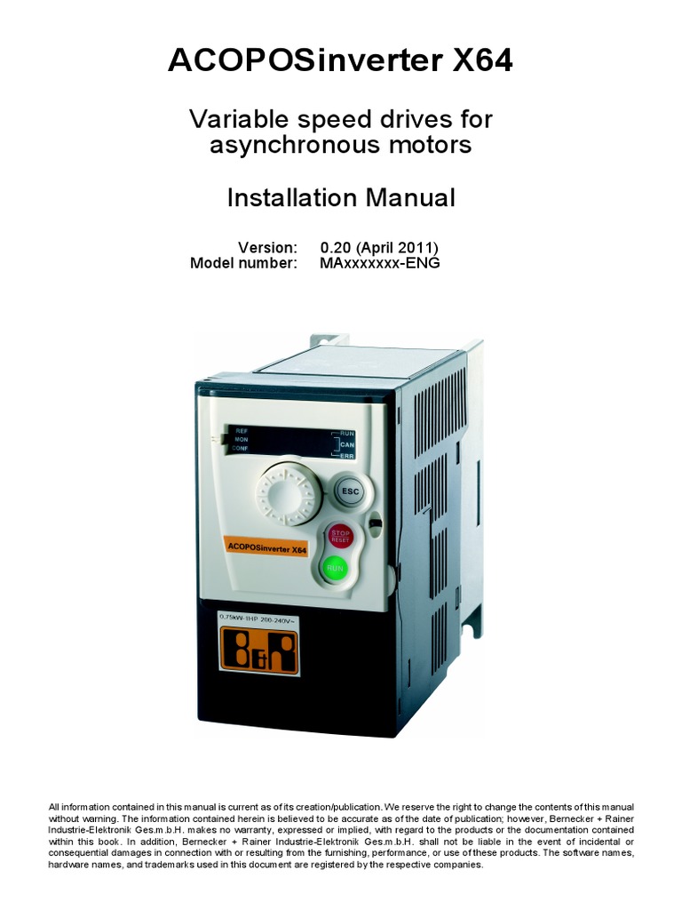 ACOPOSinverter X64 Installation Manual EN | PDF | Electrostatic Discharge | Electrical Wiring