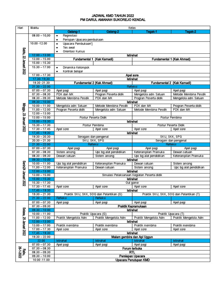 Jadwal KMD Tahun 2022 | PDF