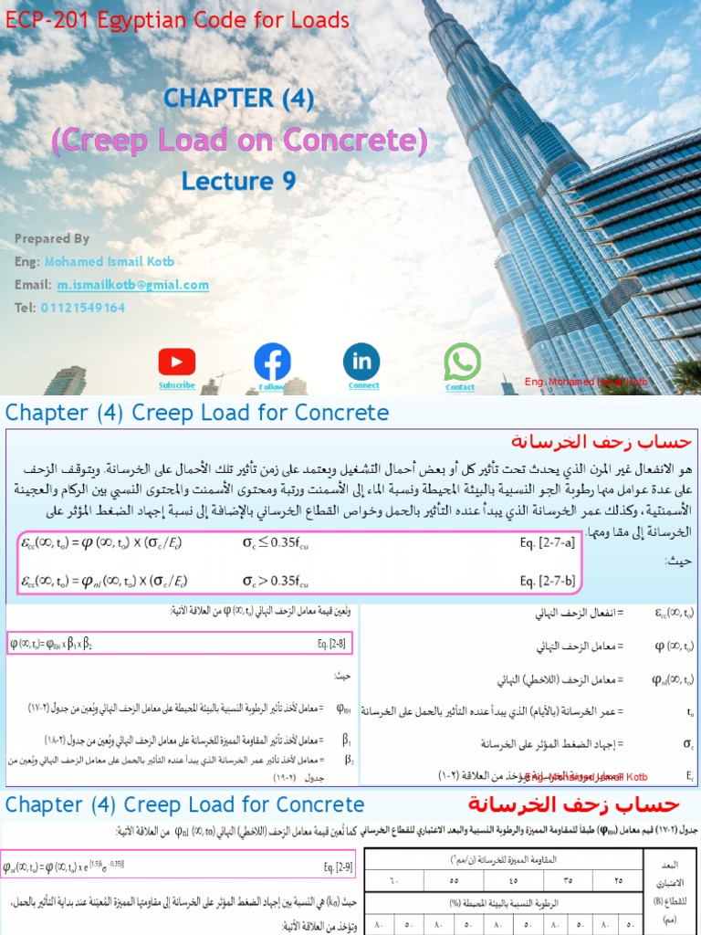 Creep Load of Concrete - ECP-201 - Ch.4 - Lecture 9 | PDF