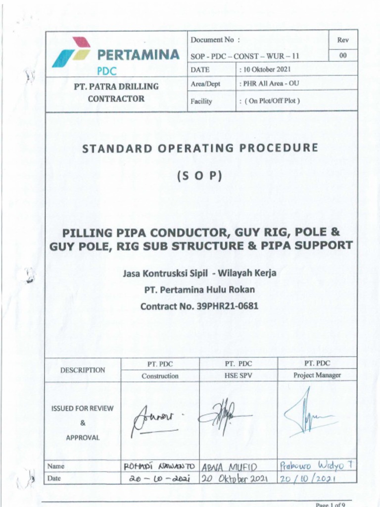 Sop Piling Pipa Conductor | PDF