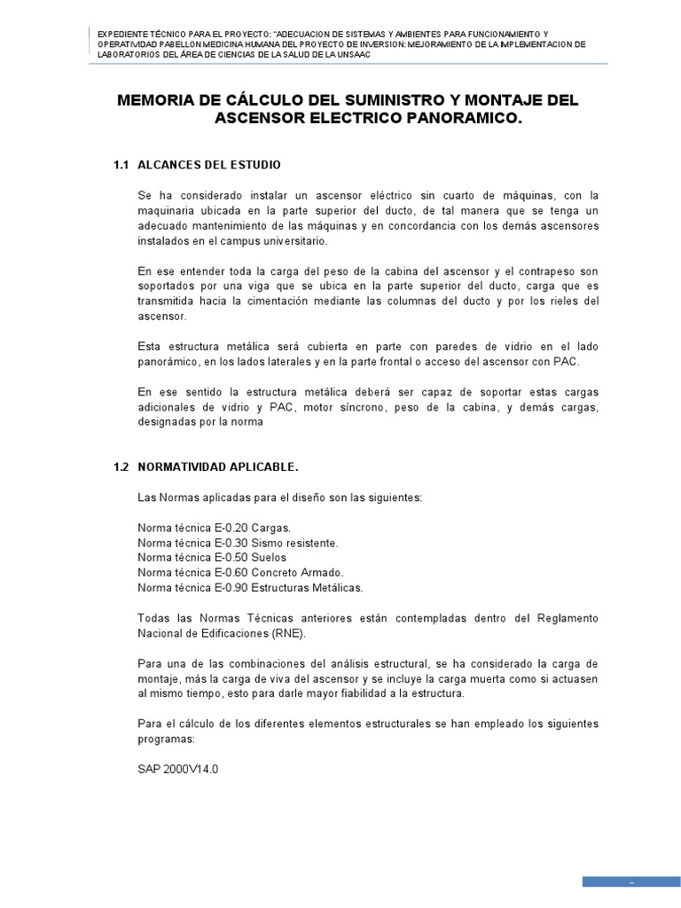 M.calculo Ascensor | PDF | Ascensor | Fundación (Ingeniería)