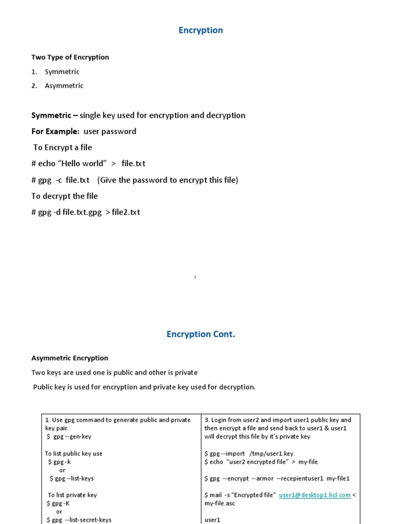 Encryption: Two Type of Encryption 1. Symmetric 2. Asymmetric | PDF ...