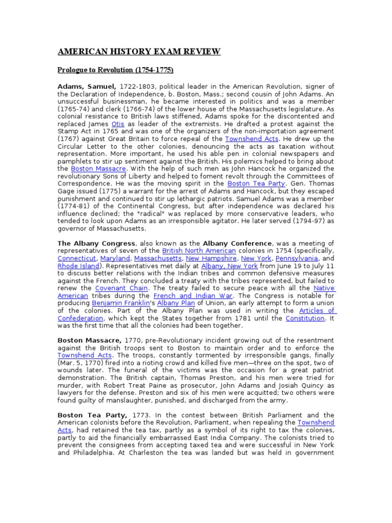 American History - Exam Review | PDF | United States Bill Of Rights ...