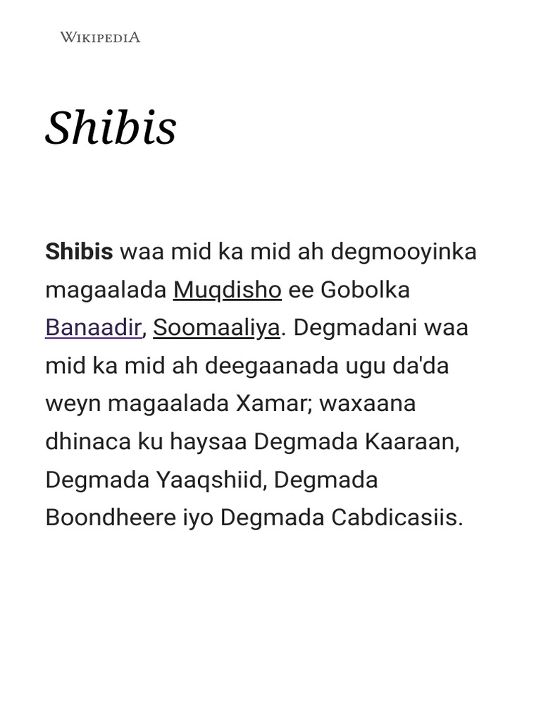Shibis - Wikipedia | PDF | Somalia