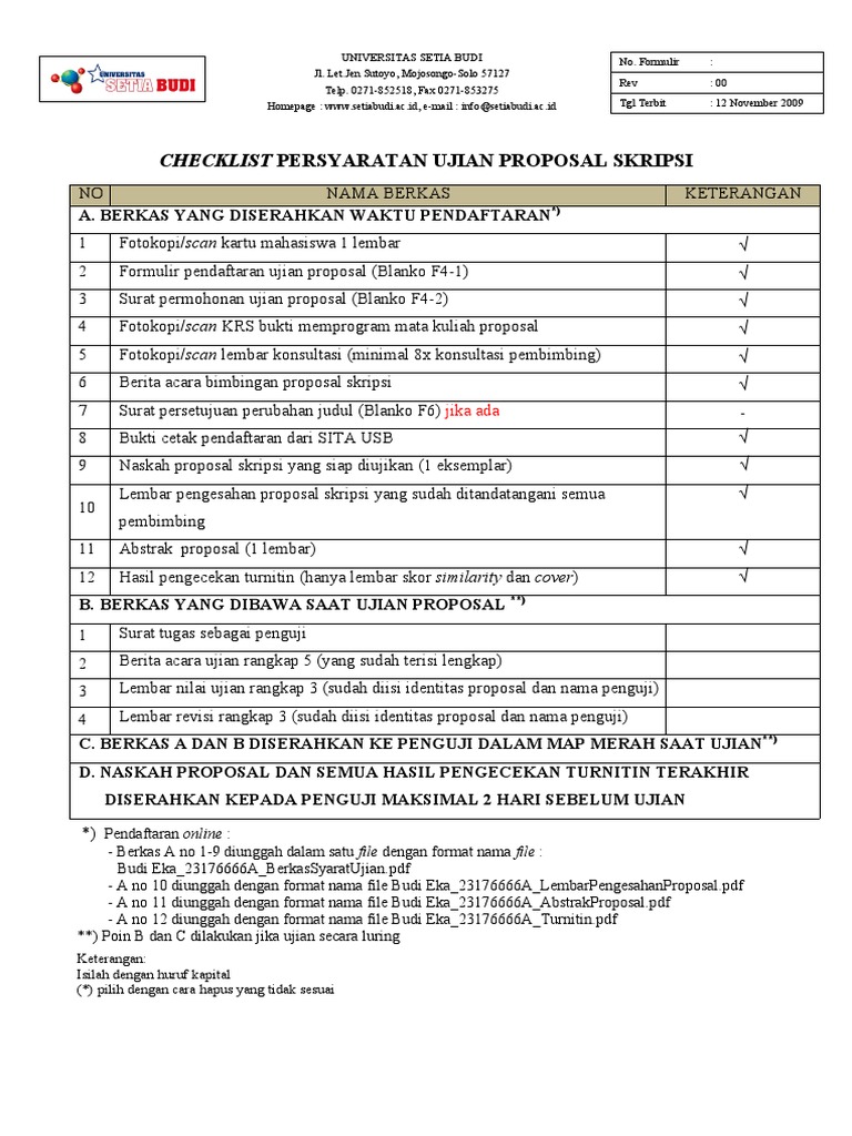 PERSYARATAN UJIAN PROPOSAL | PDF