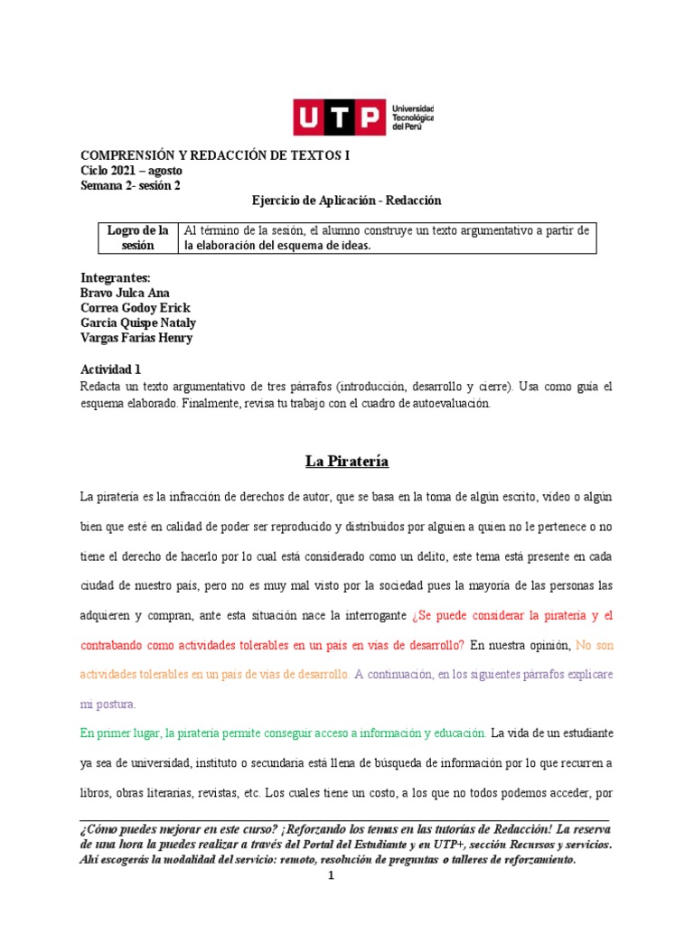S02.s2 Ejercicio de Aplicación Redacción 2021 | PDF | Infracción de ... S02.s2 Ejercicio de Aplicación Redacción 2021 | PDF | Infracción de ...