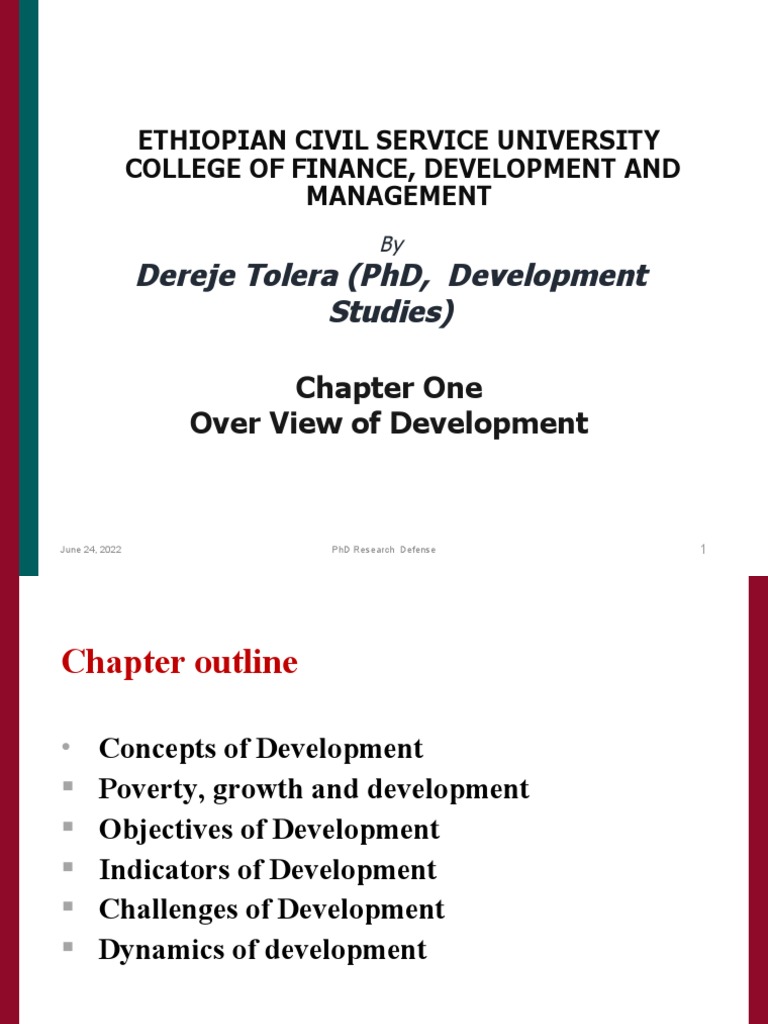 Dereje Tolera (PHD, Development Studies) : Chapter One Over View of ...