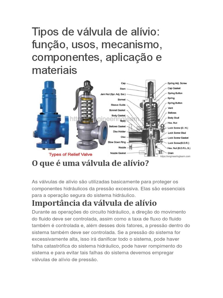 Válvula de Alivio | PDF | Válvula | Pressão