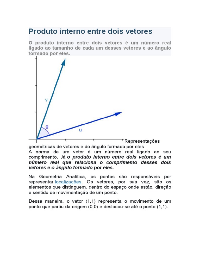 Produto Interno Entre Dois Vetores | PDF | Espaço vetorial | Vetor ...