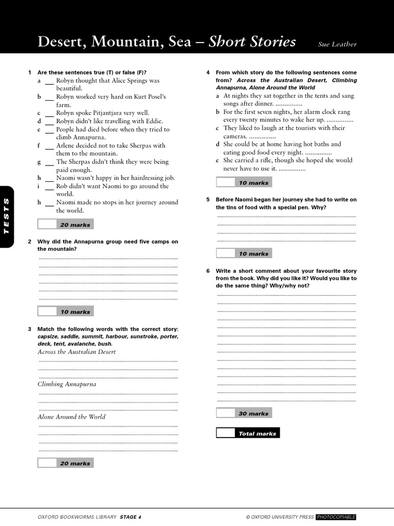 Desert, Mountain Sea Tests and Answers | PDF | Strange Case Of Dr ...