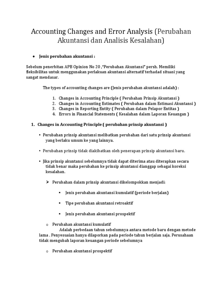 RANGKUMAN Accounting Changes and Error Analysis Chapter 22 | PDF