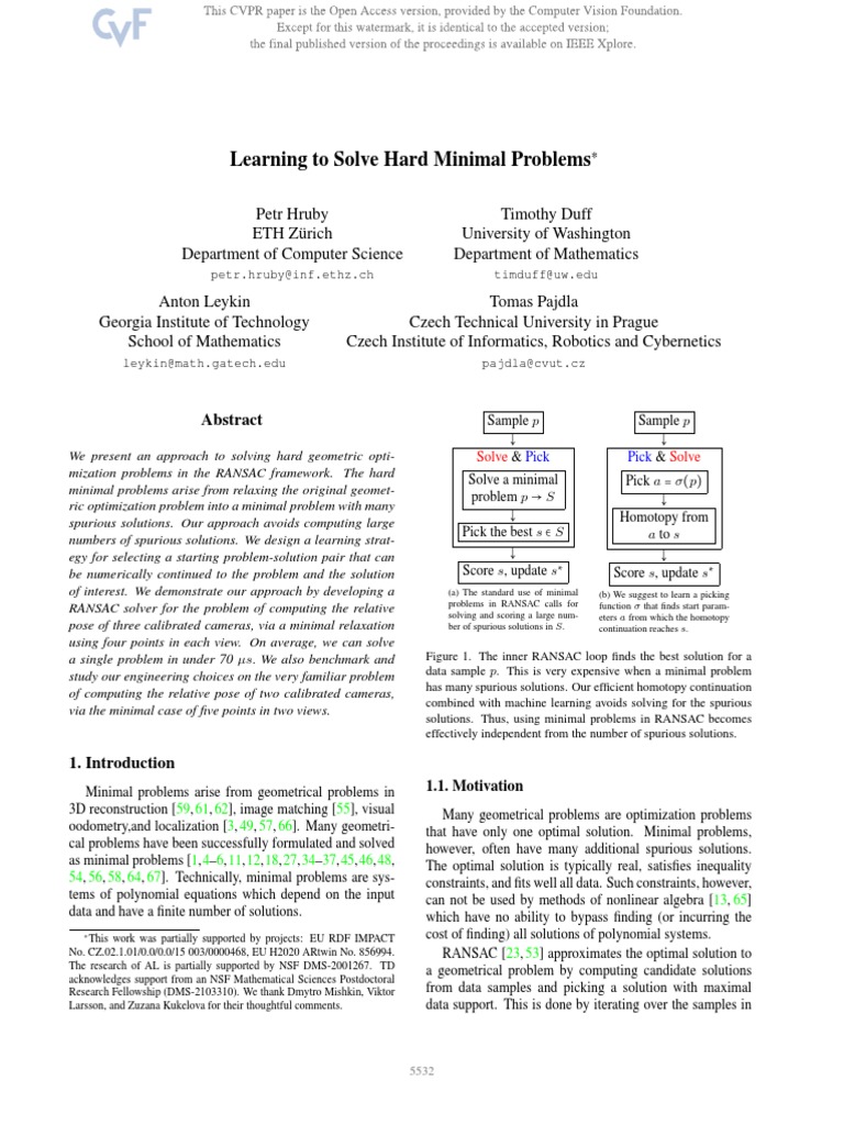 Learning To Solve Hard Minimal Problems | Download Free PDF ...