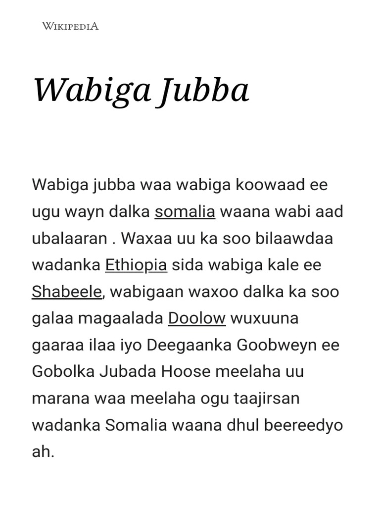 Wabiga Jubba - Wikipedia | PDF