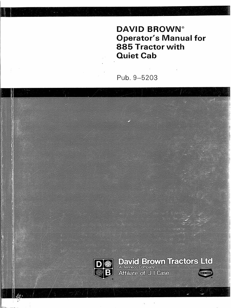 David Brown Operators Manual For 885 Tractor Pdf