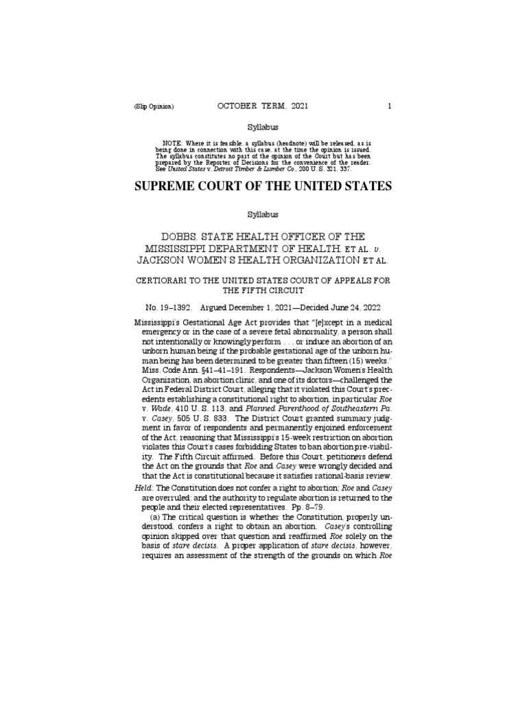Supreme Court of The United States | PDF | Fourteenth Amendment To The ...