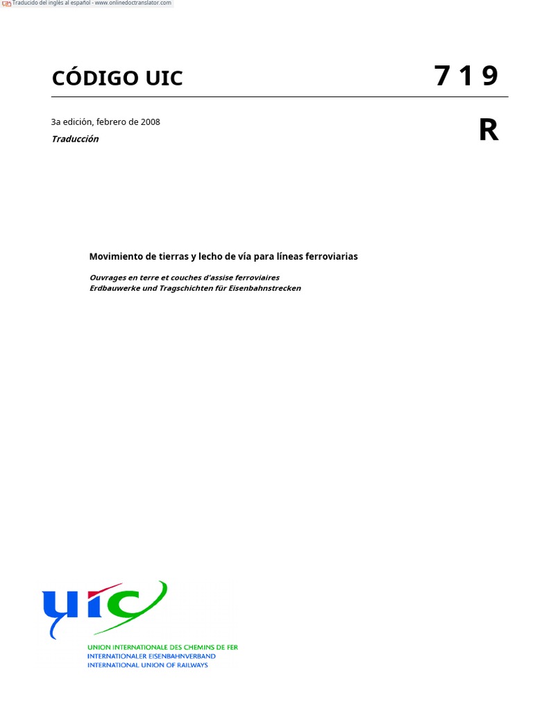 UIC CODE 719 R (001-030) .En - Es | PDF | Materiales | Ingeniero civil