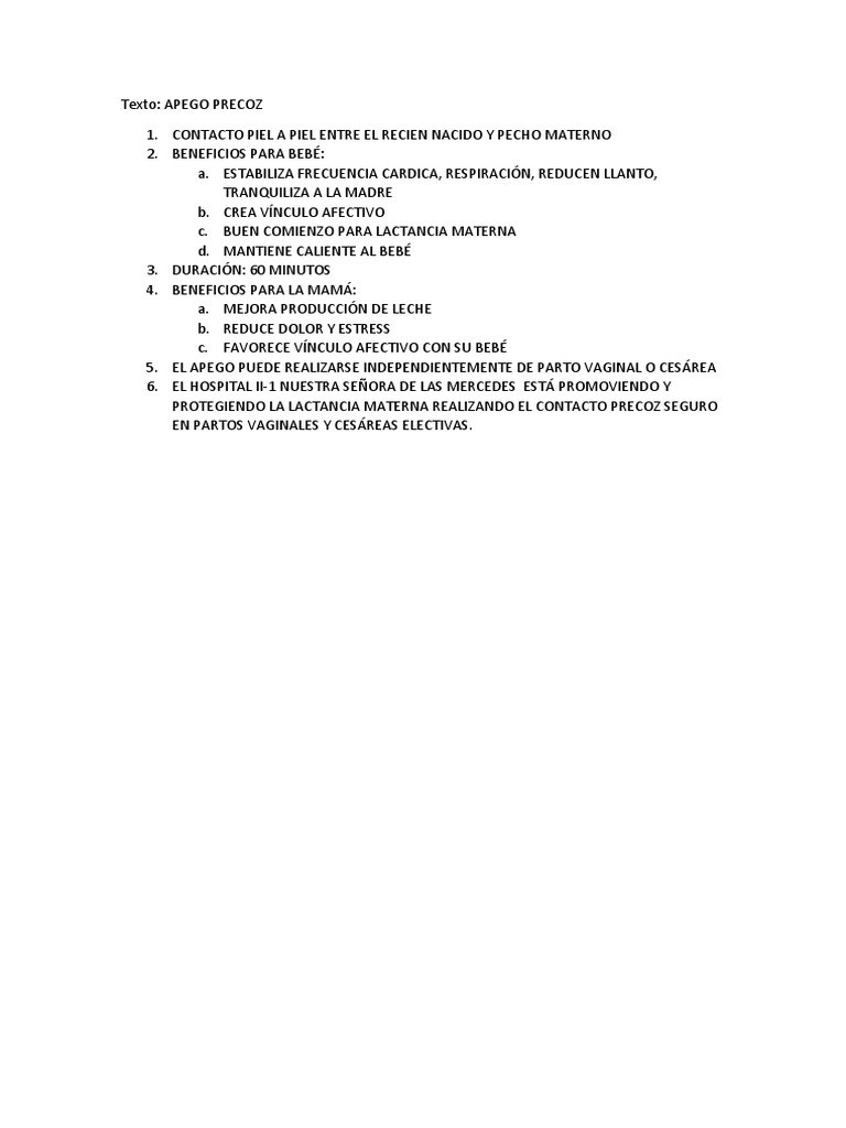 Apego Precoz | PDF