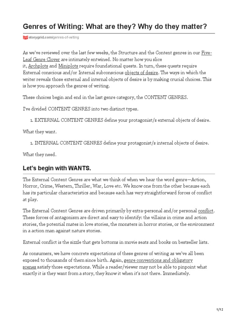 Genres Of Writing What Are They Why Do They Matter Pdf Thriller