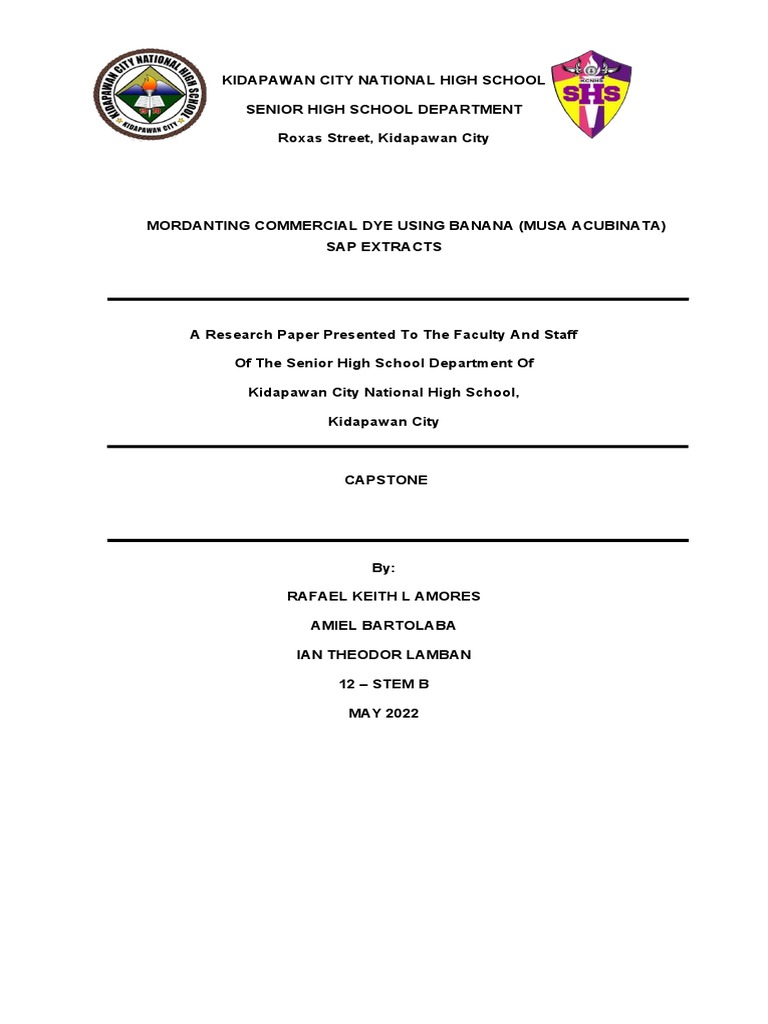 Kidapawan City National High School | PDF | Dyeing | Dye