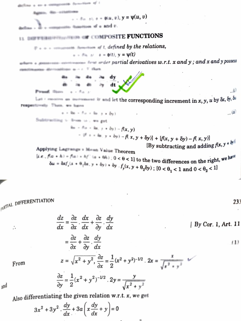 Partial Differentiation of Composite Functions | PDF | Equations | Mathematical Analysis