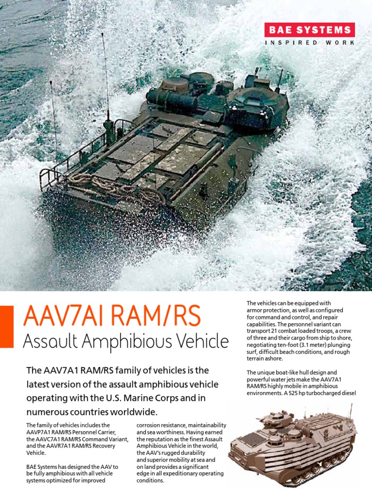 Aav7A1 Ram/Rs: Assault Amphibious Vehicle | PDF | Transport | Vehicles