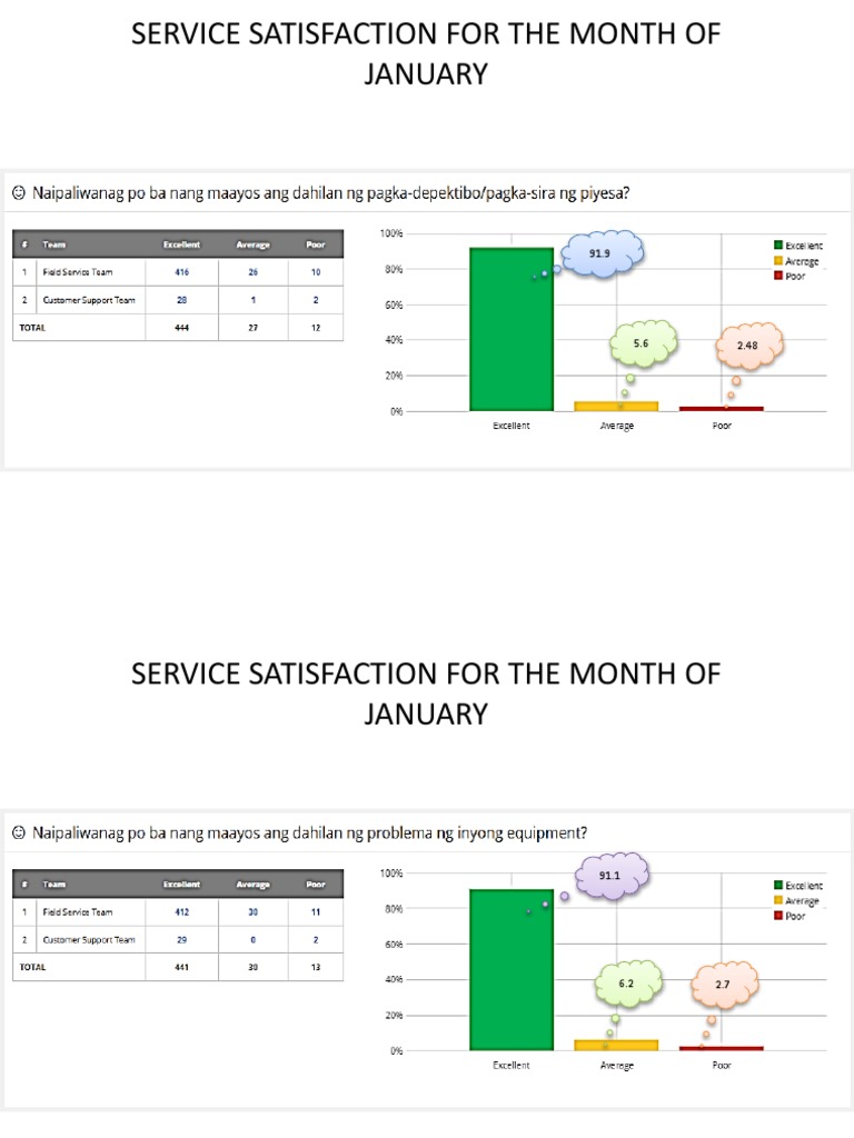 Service Satisfaction For The Month of January | PDF