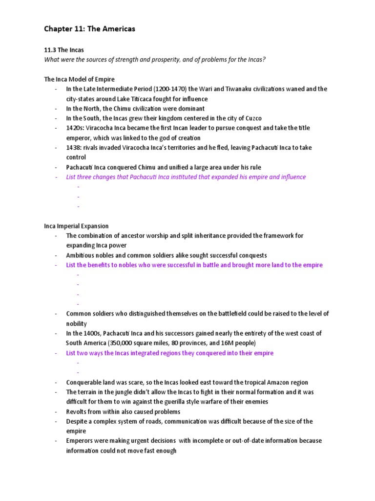 Foundations - Ch.11 3 - 4 Guided Notes | PDF | Inca Empire | Maya ...
