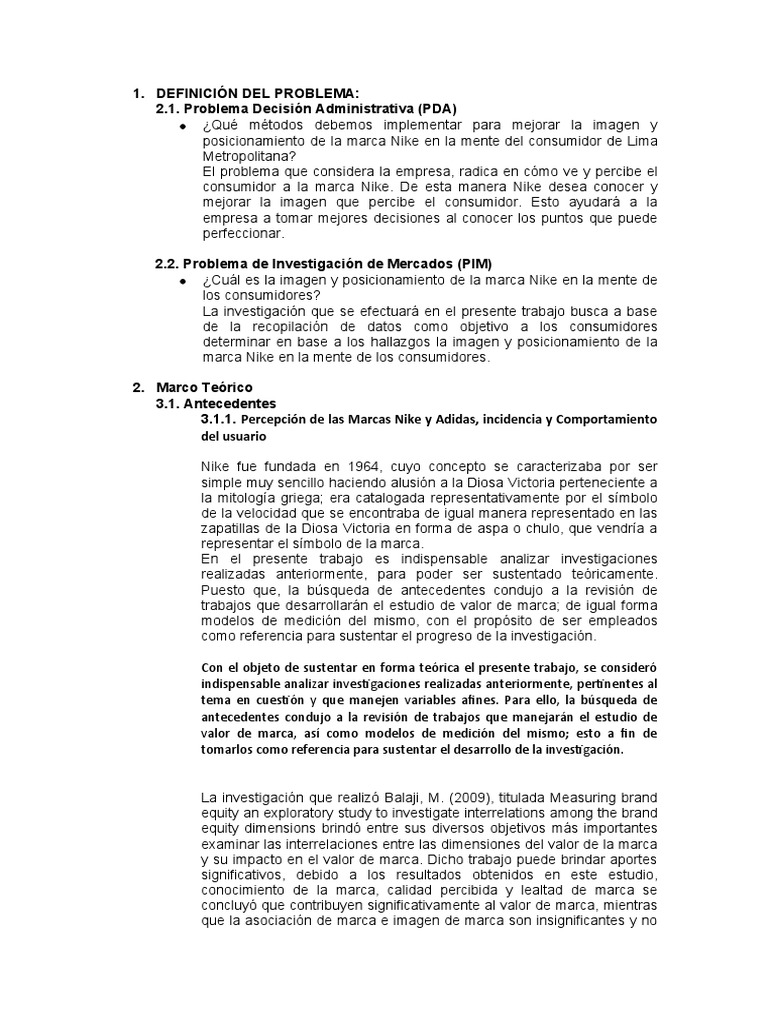 Definición Del Problema | PDF | Marca | Nike