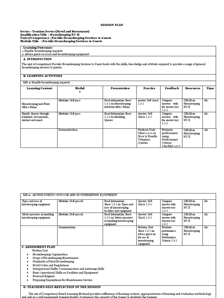 Session Plan Template 1 | PDF | Learning | Information