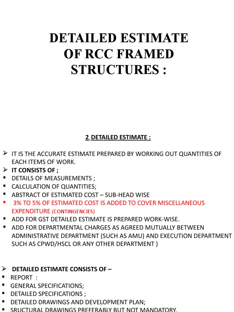 12-Detailed Estimate of RCC Framed Structures | PDF | Column ...