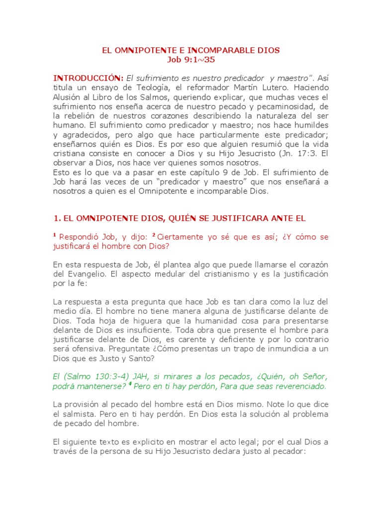 El Omnipotente e Incomparable Dios | PDF | Libro de trabajo | Pecado