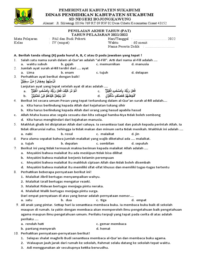 Soal Pat Pai Kelas IV | PDF