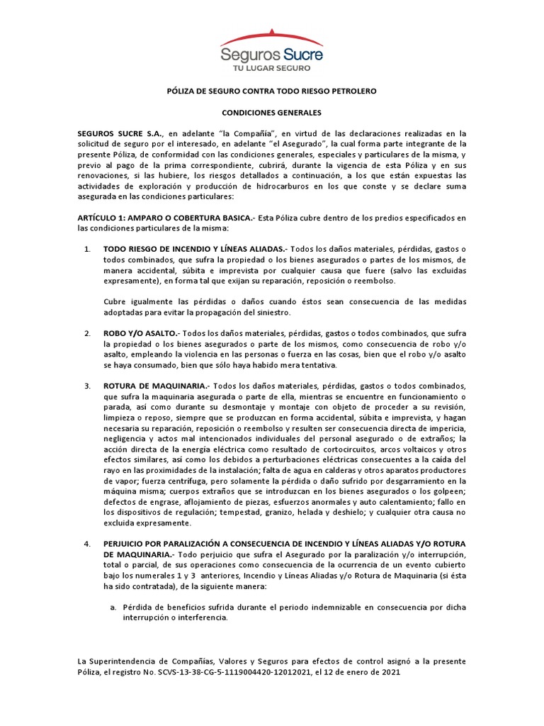 Comprehensive insurance policy for oilfield operations covers property ...