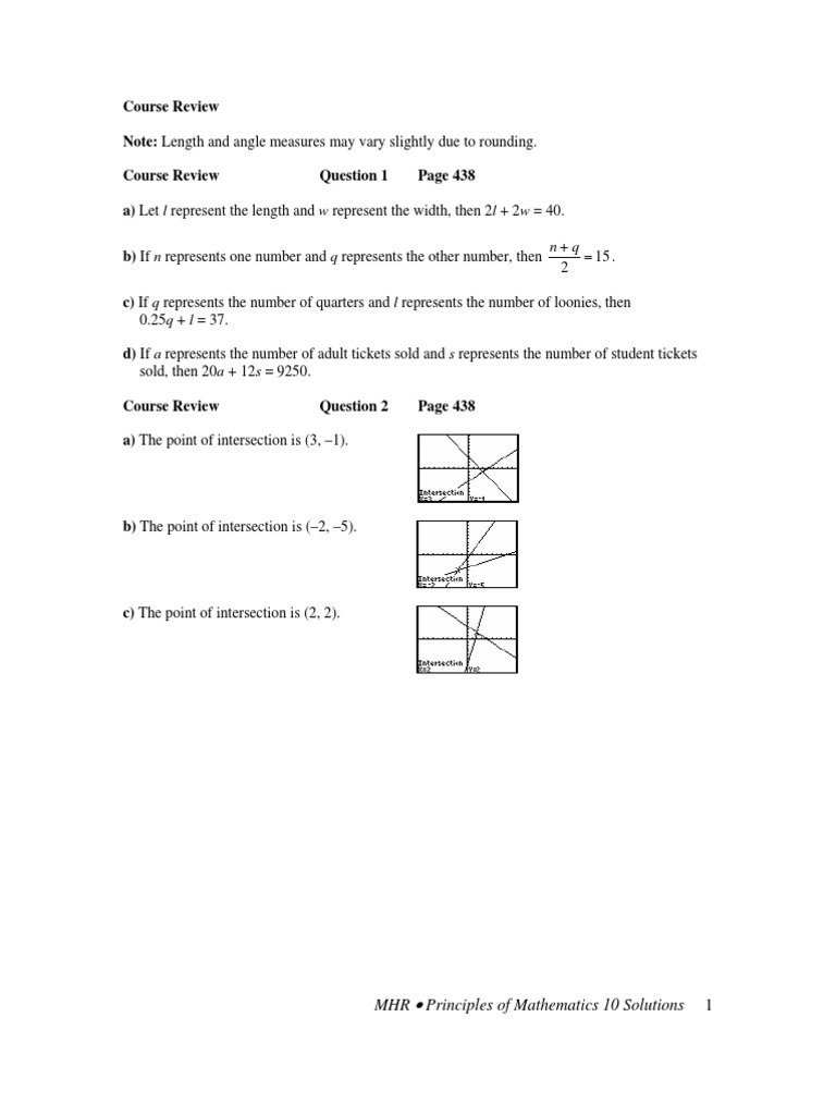 POM10 SMCourse Review FINAL | PDF | System Of Linear Equations | Triangle