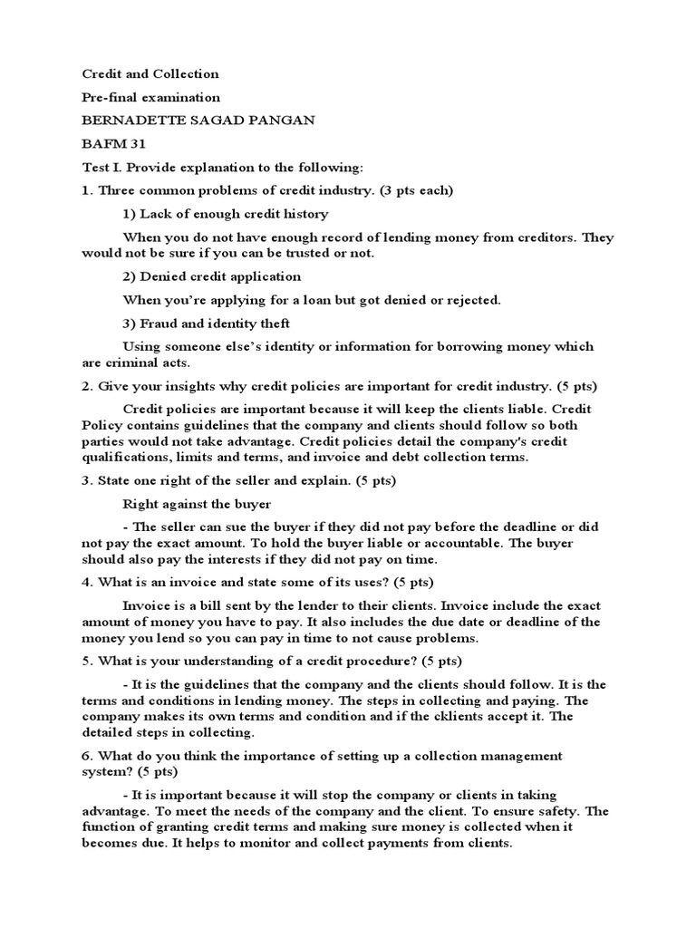 Credit and Collection Overview Guide | PDF | Finance & Money Management ...