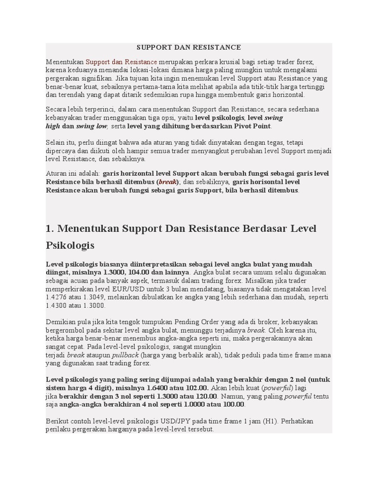 Mempelajari Support dan Resistance untuk Meningkatkan Kemampuan ...