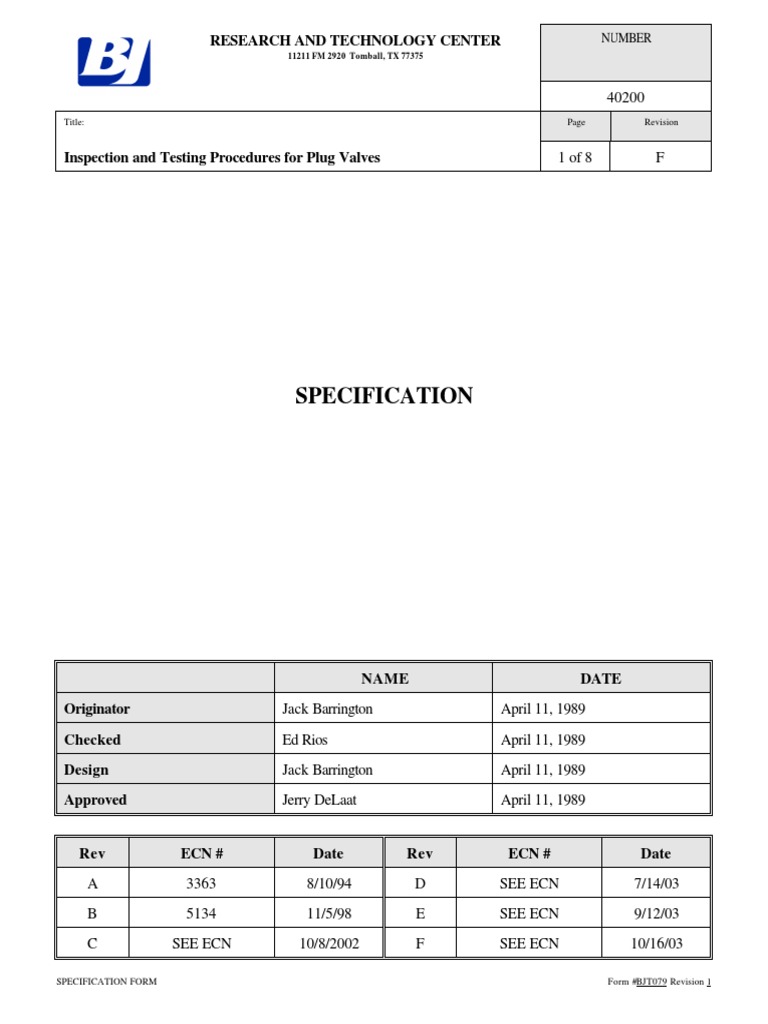 001 - Plug Valves Inspection | PDF | Pressure | Valve
