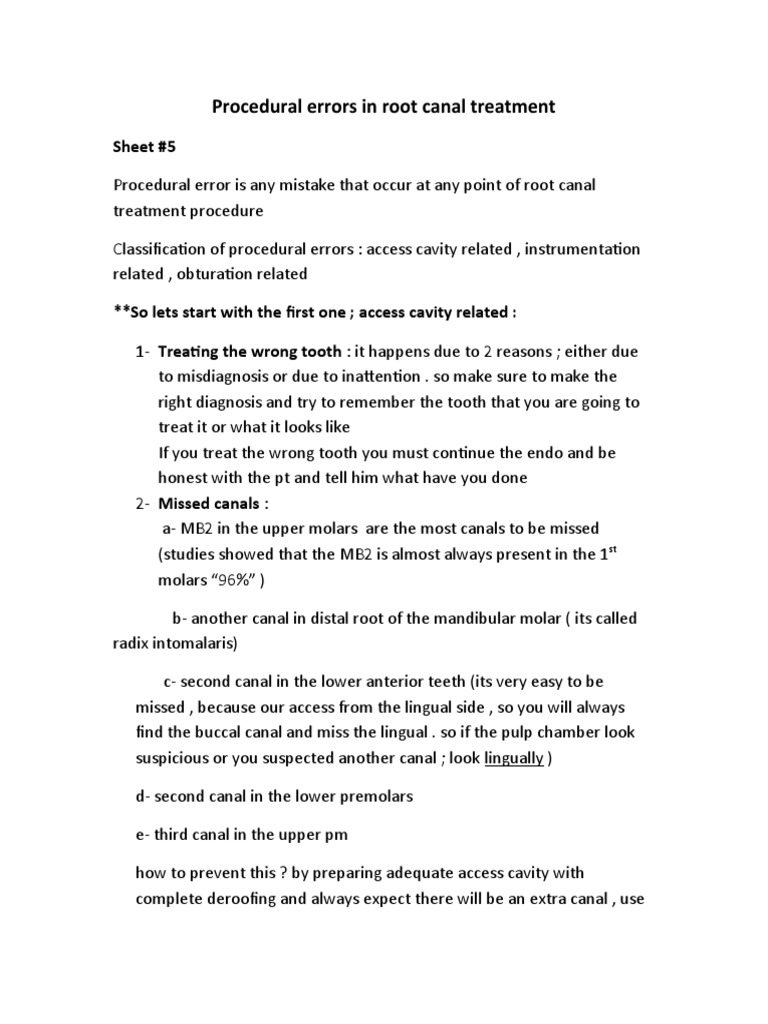 Procedural Errors in Root Canal Treatment: A Comprehensive Guide to ...