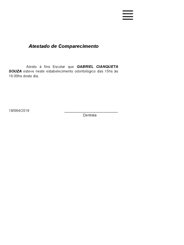 Atestado de Comparecimento para Escola. | PDF Atestado de Comparecimento para Escola. | PDF
