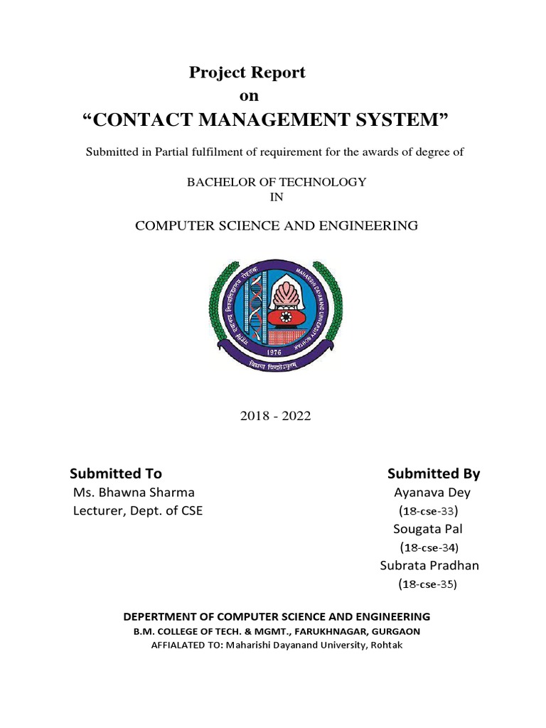 Contect Management System Project | PDF | Communication | Information
