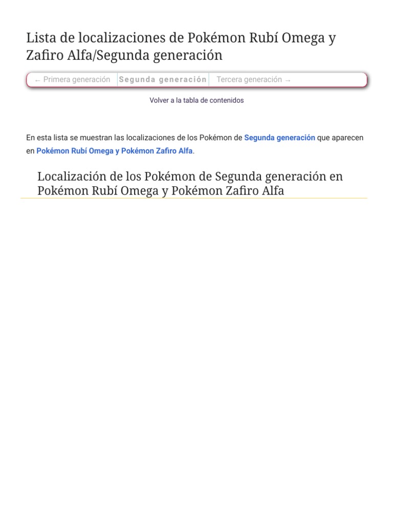 Lista de Localizaciones de Pokémon Rubí Omega y Zafiro Alfa - Segunda ...