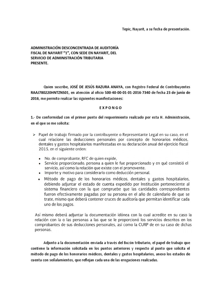 Respuesta A Requerimiento Informacion Adicional Devolucion Sat | PDF ...