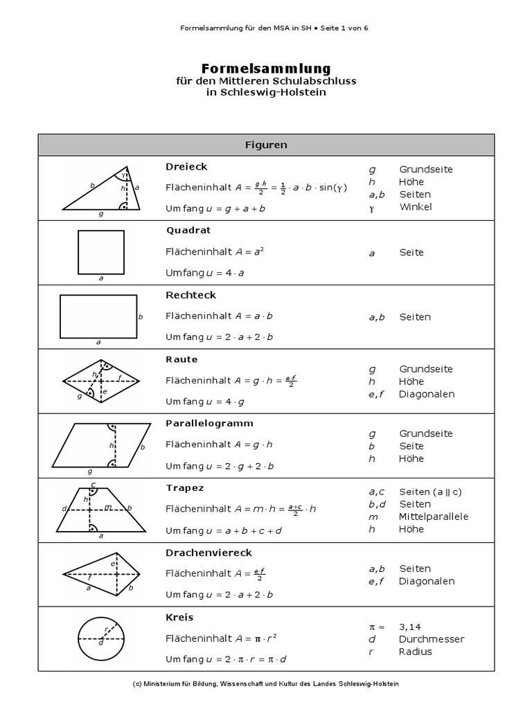 Formelsammlung MSA | PDF