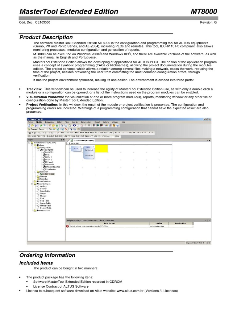 Mastertool Extended Edition Mt8000: Product Description | PDF ...
