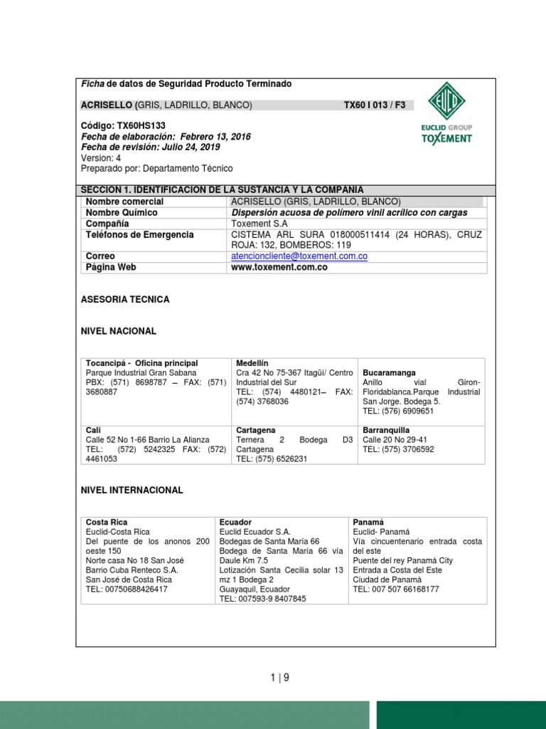 Fds Acrisello | PDF | Residuos | Agua