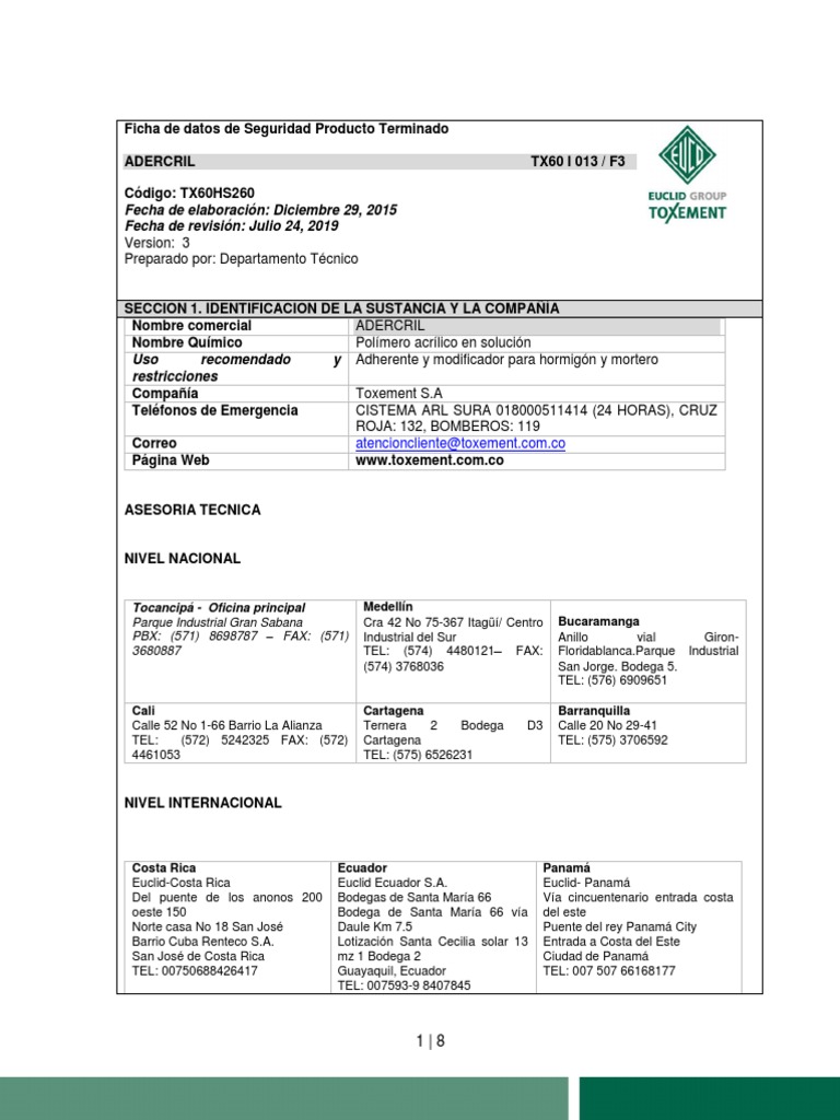 Fds Adercril | Descargar gratis PDF | Residuos | Agua