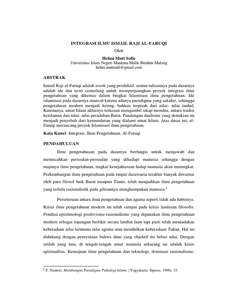 Integrasi Ilmu Ismail Raji Al | PDF