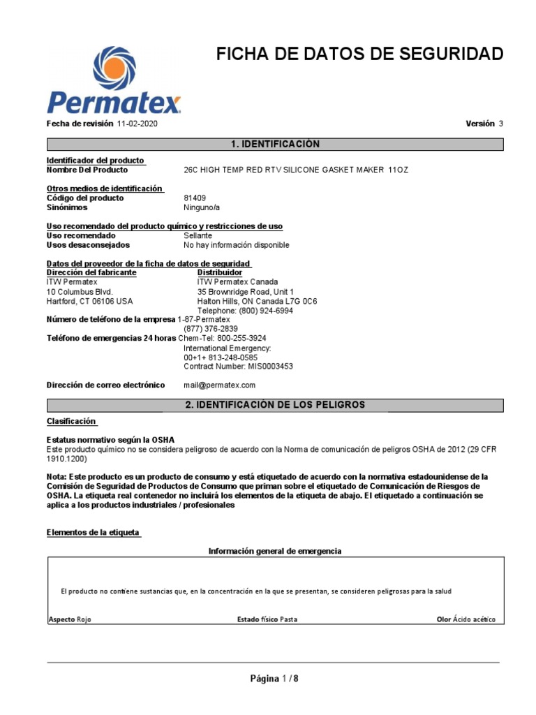 MSDS | PDF | Administración de Seguridad y Salud Ocupacional | Agua